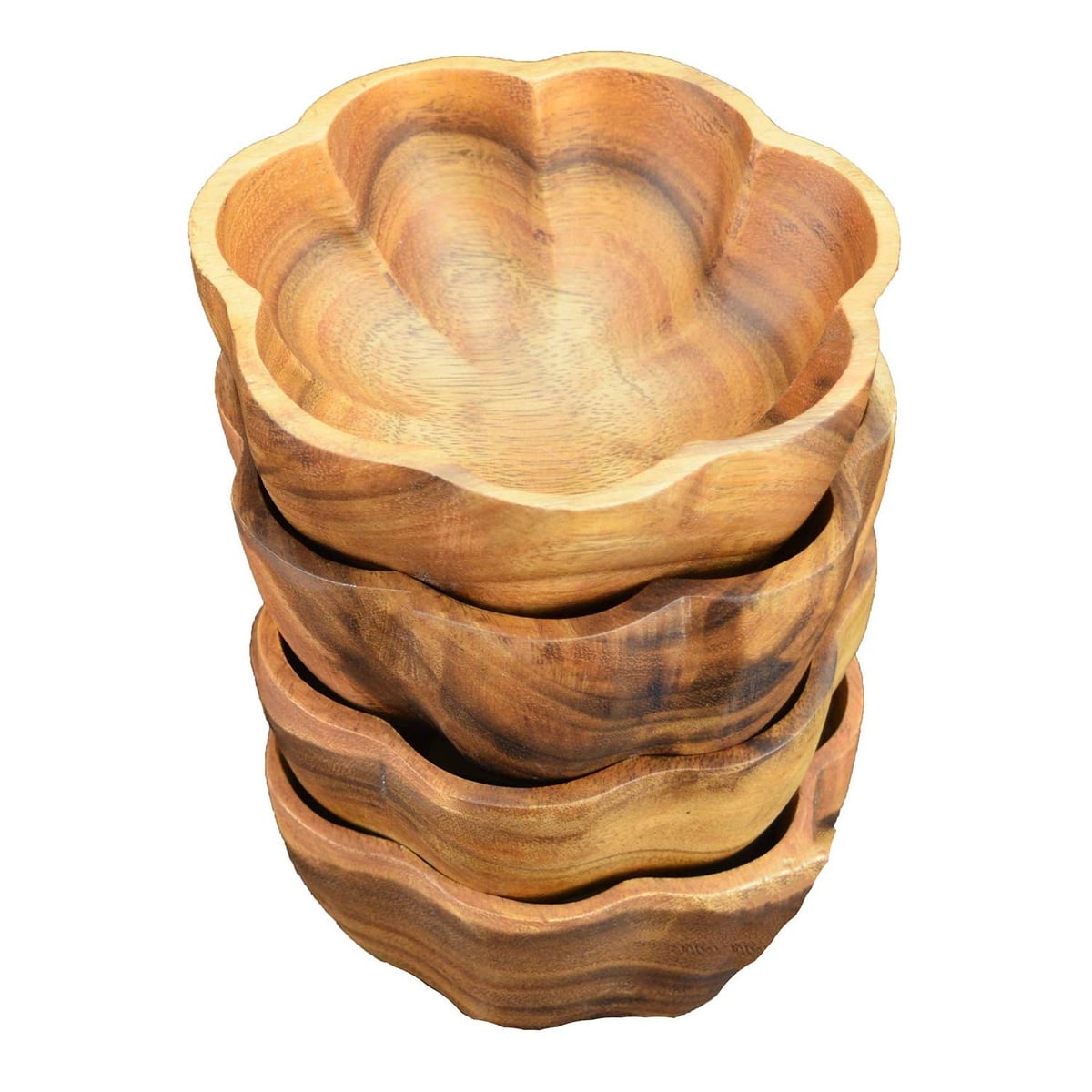 Wood Bowls - Acaciaware™ Flared Salad/Pasta Serving Bowls, Set of 4