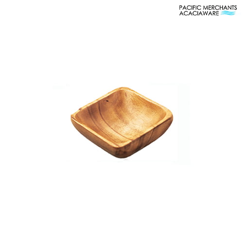 Eco Friendly Acacia Wood Square Sauce Dish, 3.5" x 3.5" x 1.5"