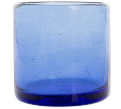 Handblown juice glasses, 'Profound Blue' (pair)