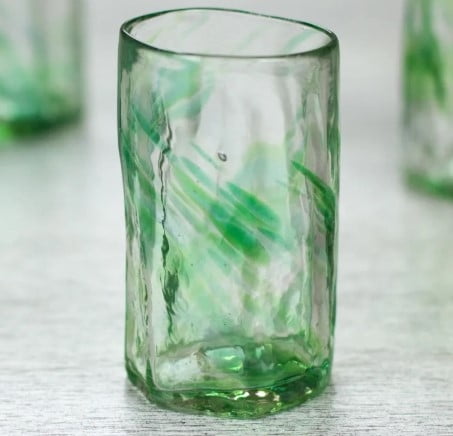 Clear Shot Glasses 'Jade Mist' (Set of 4) by Salime Cruces