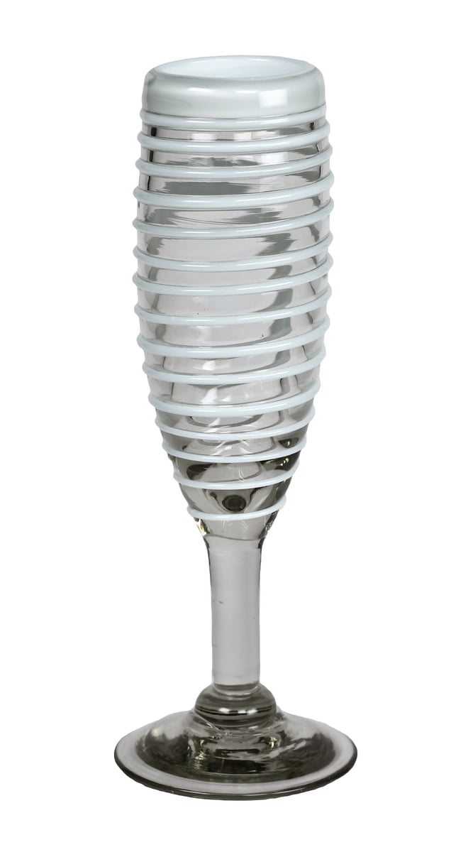 White Vortex Champagne Flute | Hand-Blown Mexican Glassware