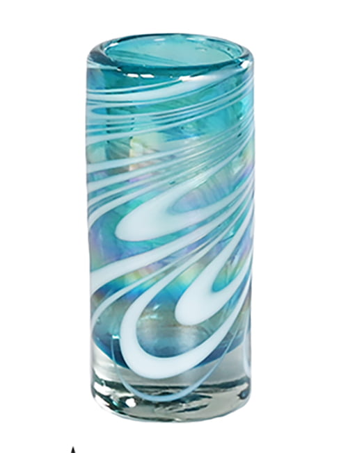 Recycled Mexican Glassware - Aqua Swirl Shot Glass, 2oz