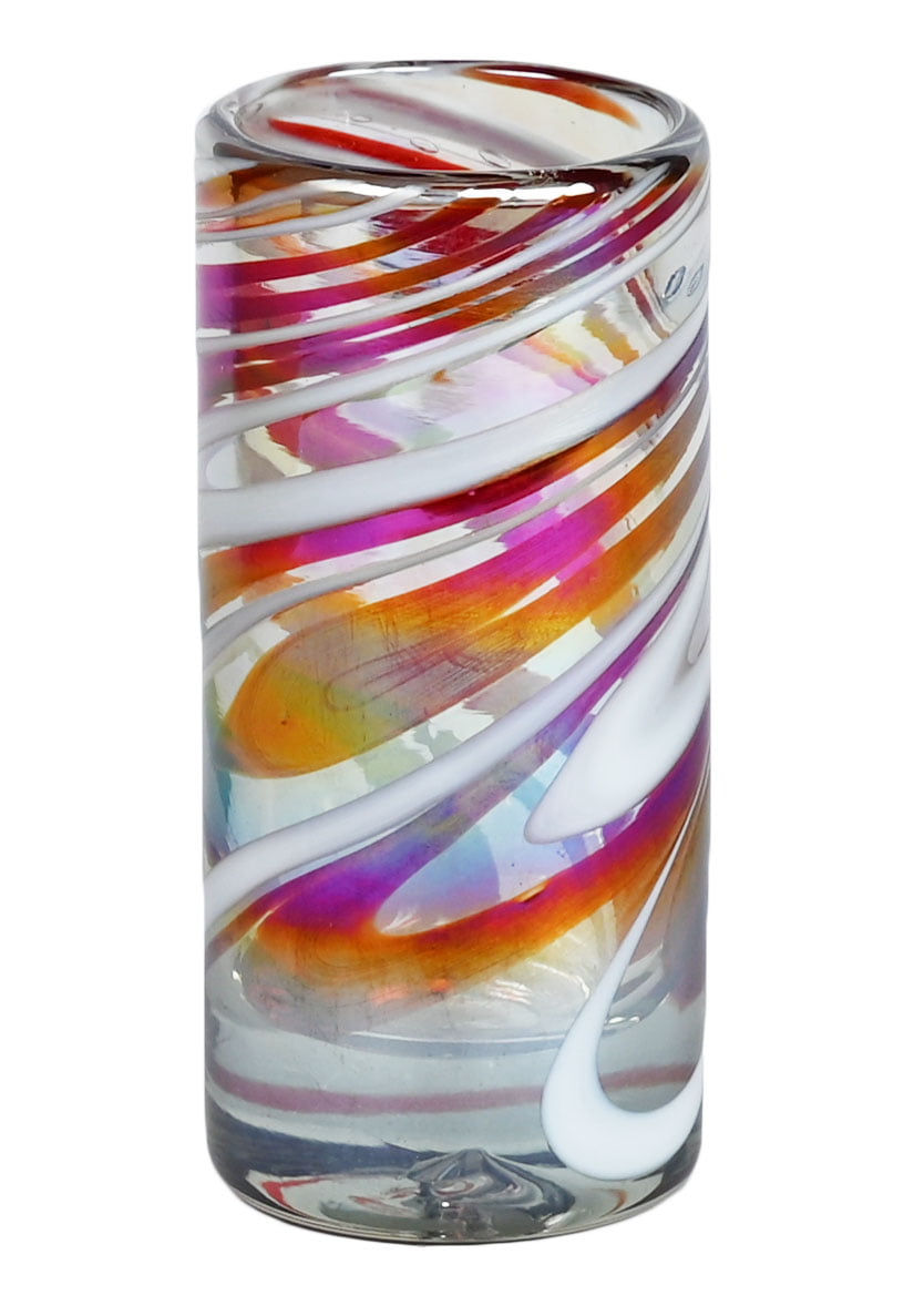 MG099 - 2oz Shot Glass, Red Swirl, Set of 6 - Hand Blown Recycled Glass ...