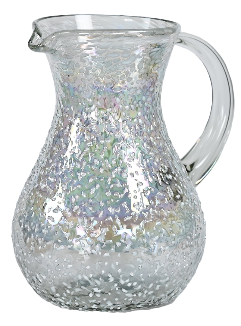 MG088 - 84oz Round Pitcher, White Pebble - Hand Blown Recycled Glass ...